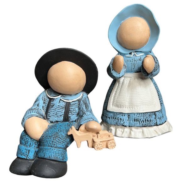 Accents | Vtg 8s Amish Shelf Sitters Handpainted Ceramic Folk Art ...